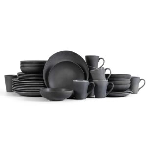 stone lain grao stoneware 16-piece dinnerware set, grey