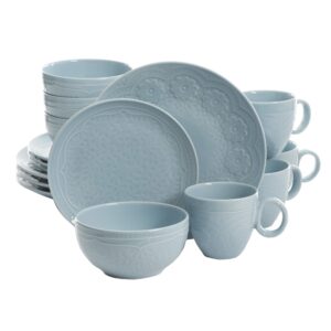 gibson elite alemany 16 piece dinnerware set, aqua