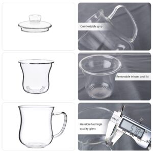 CNGLASS Glass Tea Cup with Removable Infuser and Lid,10oz Thickened Glass Tea Mug,Clear Filtrating Tea Maker for Loose Leaf Tea,Teabags