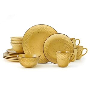 pfaltzgraff bumblebee 16 piece dinnerware set, service for 4, yellow