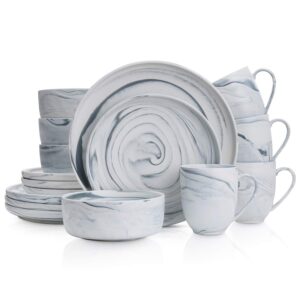 stone lain brighton 16-piece dinnerware set porcelain, gray