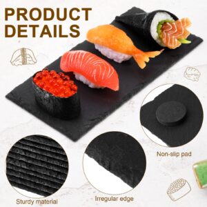 15 Pcs Black Slate Charcuterie Board Bulk Slate Board for Meat Appetizers Sushi Slate Tray Serving Board Slate Cheese Board with Natural Edge Stone Serving Plate for Wedding Housewarming,8 x 4 Inch