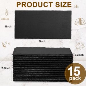 15 Pcs Black Slate Charcuterie Board Bulk Slate Board for Meat Appetizers Sushi Slate Tray Serving Board Slate Cheese Board with Natural Edge Stone Serving Plate for Wedding Housewarming,8 x 4 Inch