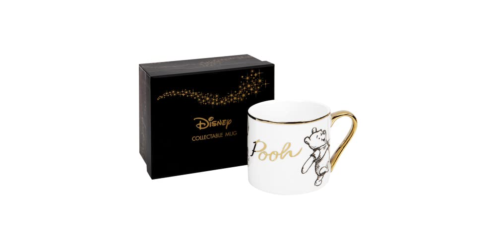 Happy Homewares Pooh Classic Collectable New Bone China Mug with Gold Trim and Gift Box - Officially Licensed