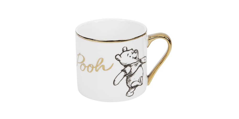 Happy Homewares Pooh Classic Collectable New Bone China Mug with Gold Trim and Gift Box - Officially Licensed