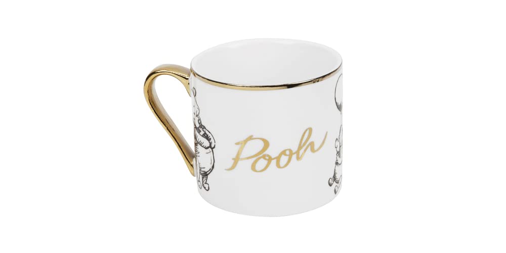 Happy Homewares Pooh Classic Collectable New Bone China Mug with Gold Trim and Gift Box - Officially Licensed