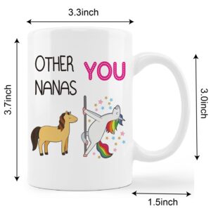 kunlisa Best Nana Mug Cup,Other Nanas VS You Cute Unicorn Ceramic Mug-11oz Coffee Milk Tea Mug Cup,Grandmother Grandma Nana Birthday Mother's Day Gifts From Grandson Granddaughter