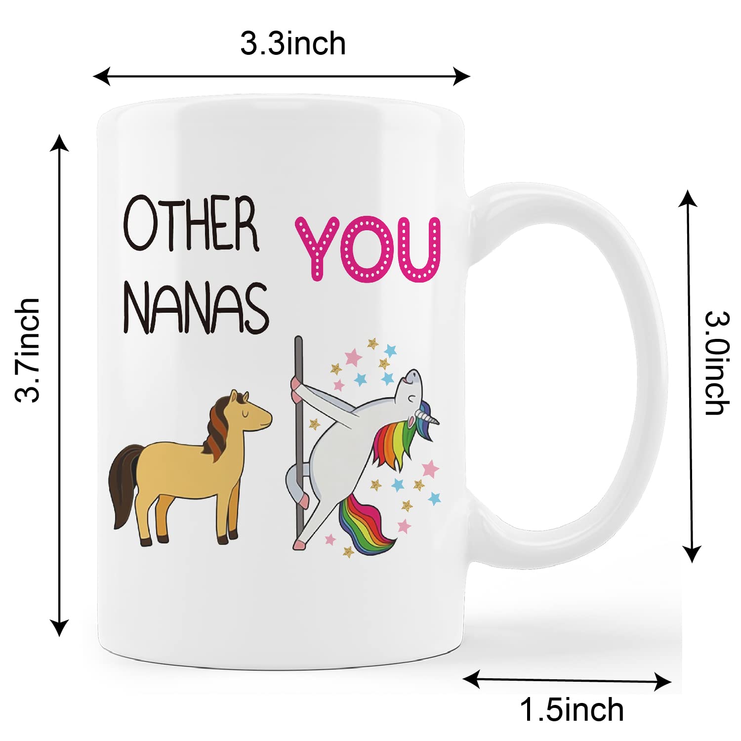 kunlisa Best Nana Mug Cup,Other Nanas VS You Cute Unicorn Ceramic Mug-11oz Coffee Milk Tea Mug Cup,Grandmother Grandma Nana Birthday Mother's Day Gifts From Grandson Granddaughter