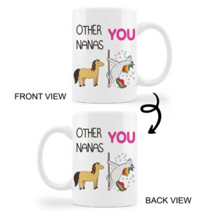 kunlisa Best Nana Mug Cup,Other Nanas VS You Cute Unicorn Ceramic Mug-11oz Coffee Milk Tea Mug Cup,Grandmother Grandma Nana Birthday Mother's Day Gifts From Grandson Granddaughter