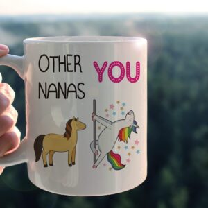 kunlisa Best Nana Mug Cup,Other Nanas VS You Cute Unicorn Ceramic Mug-11oz Coffee Milk Tea Mug Cup,Grandmother Grandma Nana Birthday Mother's Day Gifts From Grandson Granddaughter