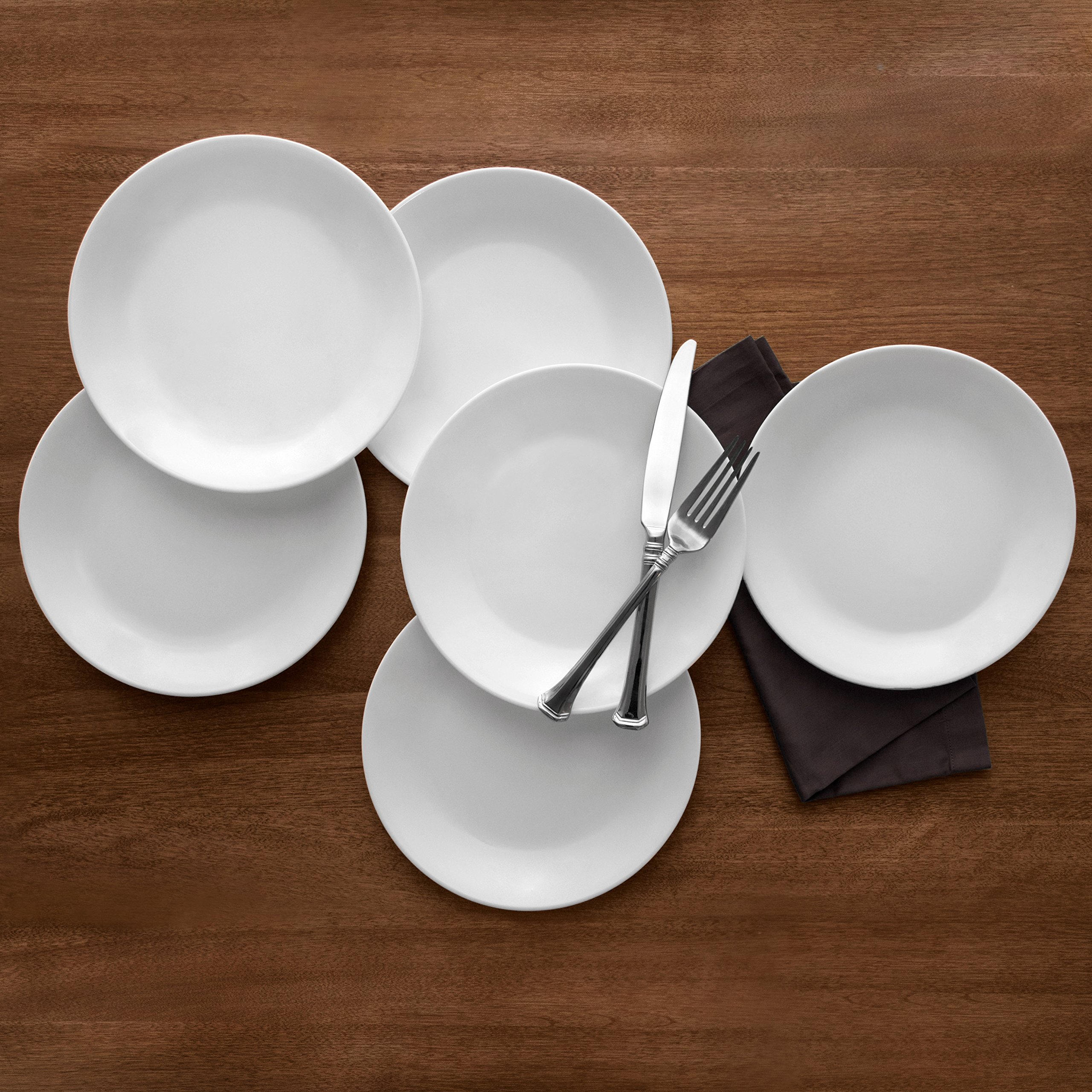 Corelle 6-Piece Salad Plates Set, 9-Inch Plates, White & 6-Piece Salad Plates Set, Triple Layer Glass and Chip Resistant, 8-1/2-Inch Lightweight Round Plates, Winter Frost White