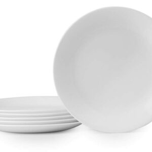 Corelle 6-Piece Salad Plates Set, 9-Inch Plates, White & 6-Piece Salad Plates Set, Triple Layer Glass and Chip Resistant, 8-1/2-Inch Lightweight Round Plates, Winter Frost White