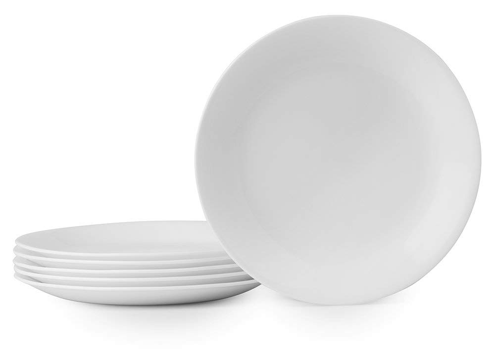 Corelle 6-Piece Salad Plates Set, 9-Inch Plates, White & 6-Piece Salad Plates Set, Triple Layer Glass and Chip Resistant, 8-1/2-Inch Lightweight Round Plates, Winter Frost White