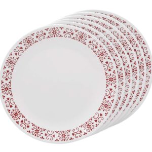 Corelle Red Trills Glass Dinner Plate Pack of 6, 26CM, Multicolor