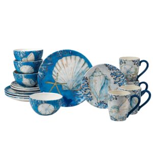 certified international playa shells 16 pc dinnerware set, service for 4,