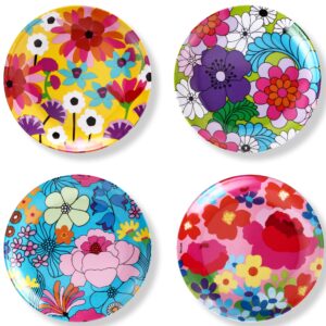 french bull assorted plates - 4 piece set - 11 inch melamine dinner plate set - melamine dinnerware for indoor and outdoor - assorted garden floral