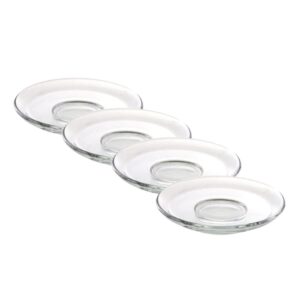 stobok 4pcs clear coffee plates round cup saucers small glass plates snack plates coffee tea saucer drinkware coffee tea dish for home kitchen