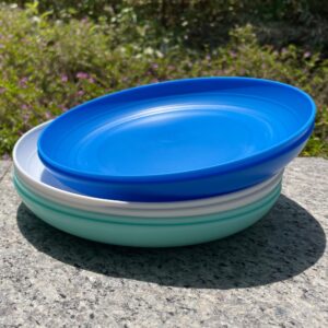 AOYITE 8-inch Plastic Plates Reusable, Lightweight Dinner Plate, BPA Free, Dishwasher Safe & Microwaveable, Dinnerware set of 6 Coastal Color