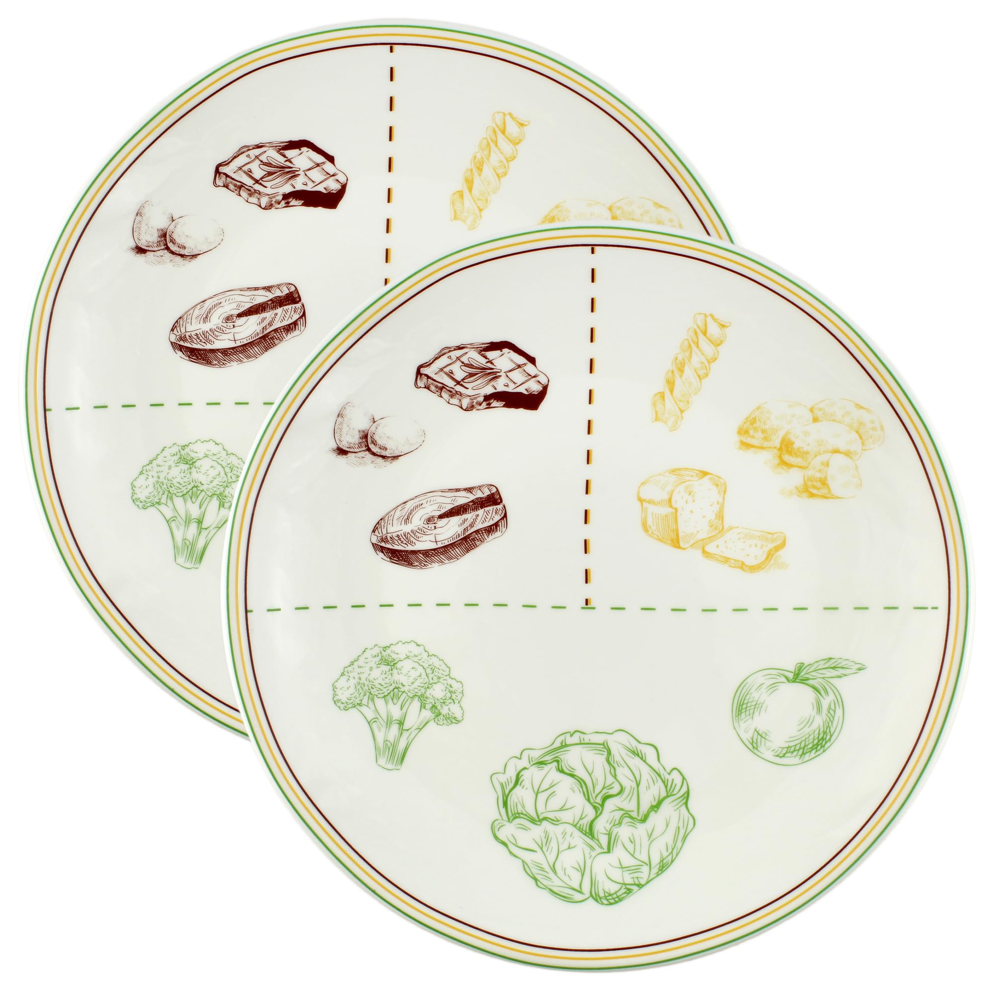 Cornucopia Ceramic Portion Control Plates (Set of 2); Microwave-Safe