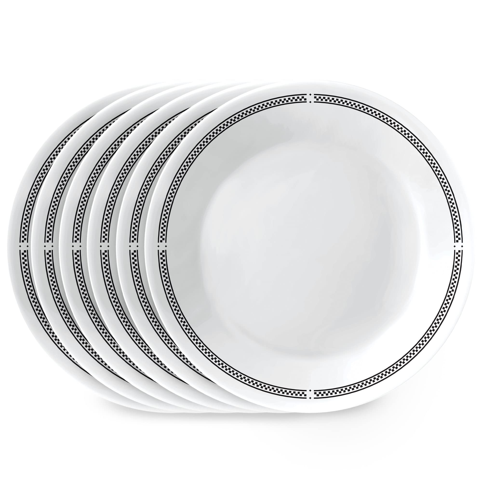 Corelle 6-Piece 6.75" Appetizer Round Plates, Vitrelle Triple Layer Glass, Lightweight Round Plates, Dessert Plates, Chip and Scratch Resistant, Microwave and Dishwasher Safe, Brasserie