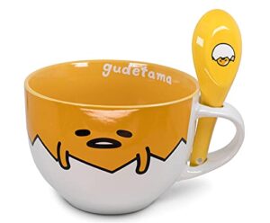 silver buffalo gudetama dangerous situations boxed ceramic soup mug w/spoon, 24-ounce