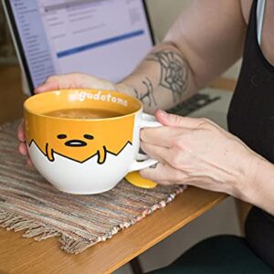 Silver Buffalo Gudetama Dangerous Situations Boxed Ceramic Soup Mug w/Spoon, 24-Ounce