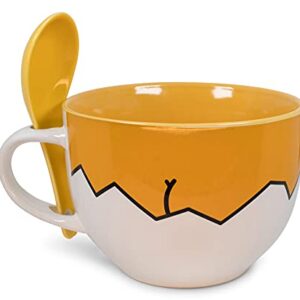 Silver Buffalo Gudetama Dangerous Situations Boxed Ceramic Soup Mug w/Spoon, 24-Ounce