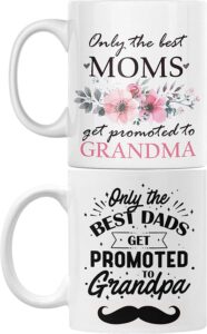 gtr source grandparents coffee mug set - pregnancy announcement gift – promoted to grandpa - promoted to grandma - pregnancy reveal gifts - holds up to 11oz - microwave and dishwasher safe corp.