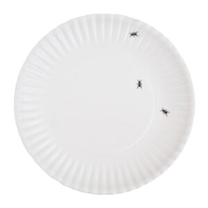 180 degrees me0036 what is it reusable dinner plate with ant design, 9 inch melamine, set of 4, 9", white, black