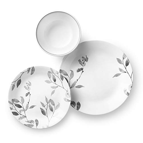 Corelle Boutique Misty Leaves 12-Piece Dinnerware Set, Service for 4