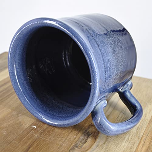 SnowSwept Studio Handmade Ceramic Coffee Mug - Ol' Blue with White Frost 14oz