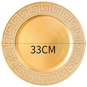 USA Party Flower Greek Plastic Charger Plate, Set of 12 (13 Inch)(Gold)