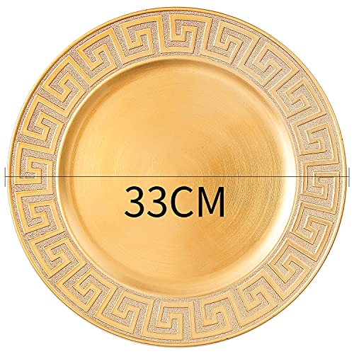 USA Party Flower Greek Plastic Charger Plate, Set of 12 (13 Inch)(Gold)