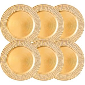 USA Party Flower Greek Plastic Charger Plate, Set of 12 (13 Inch)(Gold)