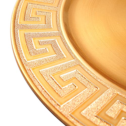 USA Party Flower Greek Plastic Charger Plate, Set of 12 (13 Inch)(Gold)