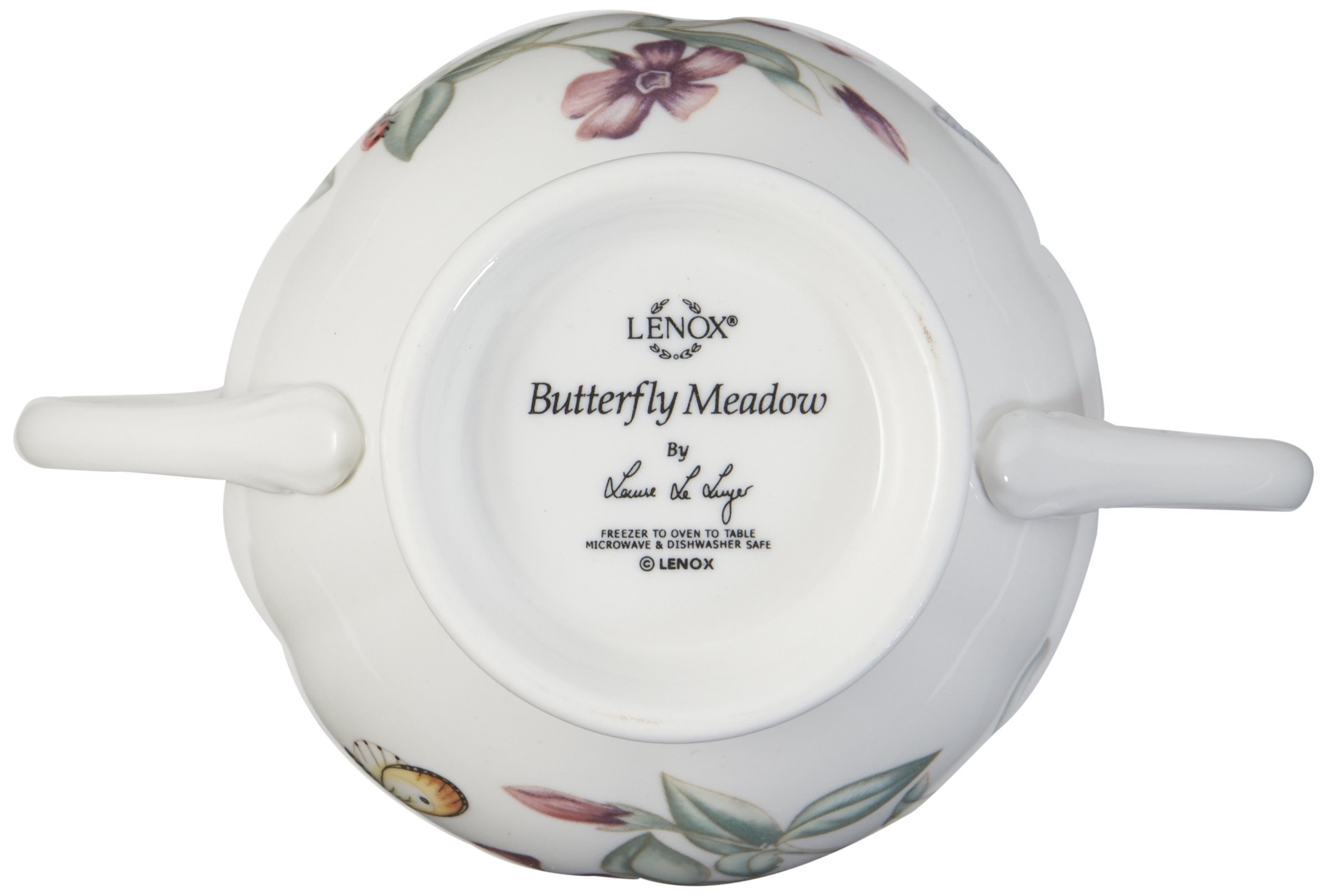 Lenox Butterfly Meadow Double Handled Sugar Bowl with Lid, White -, 1 Count (Pack of 1)