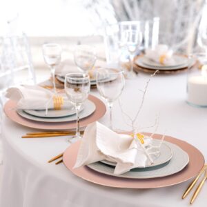 24 Pcs Plastic Charger Plates Round Dinner Chargers 13 Inch Chargers for Dinner Plates Disposable Charger Service Plates for Christmas Halloween Wedding Party Catering Event Decoration(Rose Gold)