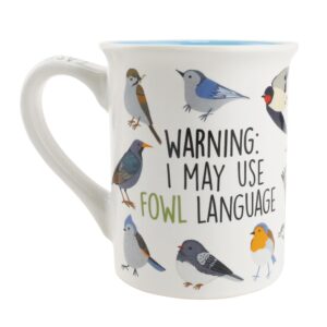 Enesco Our Name is Mud Bird Nerd Fowl Language Coffee Mug, 16 Ounce, Multicolor