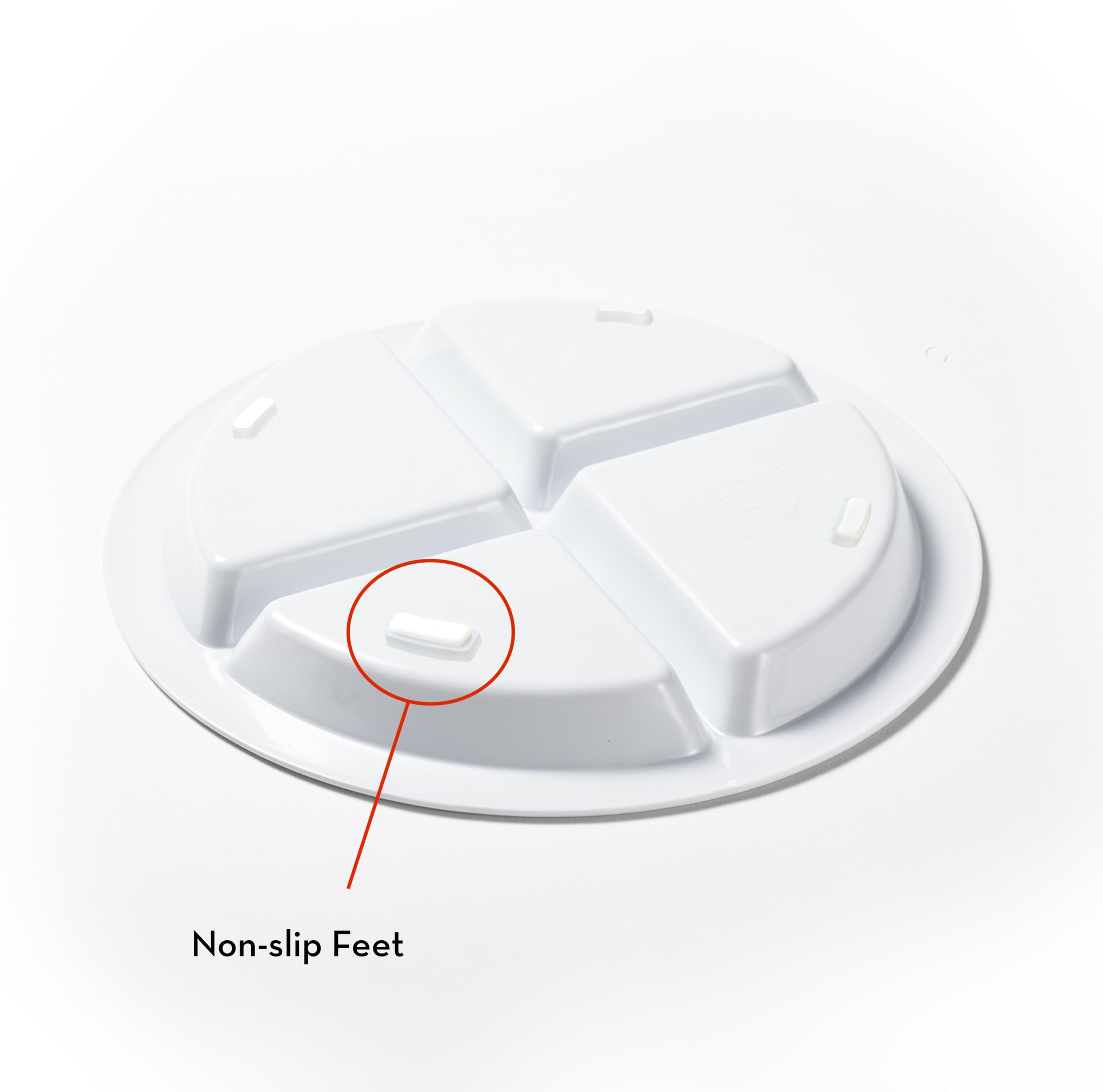 Portion Plate For Adults and Teens - Set of 4 Plates - 100% melamine - With Dividers and non-slip feet - Weight Loss - Portion Control - MyPlate