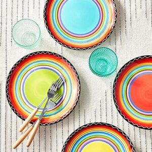 Certified International Tequila Sunrise Salad/Dessert Plate, 9-Inch, Assorted Designs, Set of 4, Multicolored