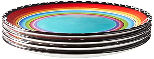 Certified International Tequila Sunrise Salad/Dessert Plate, 9-Inch, Assorted Designs, Set of 4, Multicolored