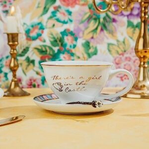 Silver Buffalo Disney Beauty and the Beast Chip Girl in the Castle Foil Ceramic Teacup and Saucer, 12-Ounces