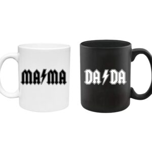 Rockstar Dad and Mom Mug - Gift for Pregnancy Announcement - New Parent Gifts for Couples - Dad and Mom Coffee Mug Set for Christmas Anniversary Birthday 11 Oz With Gift Box (Black&White)