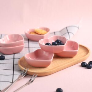 Gaolinci Heart-Shaped Multipurpose Ceramic Sauce Dish Seasoning Dishes Sushi Dipping Bowl Appetizer Plates Serving Dish Saucers Bowl(Set of 6), Multiple Colour