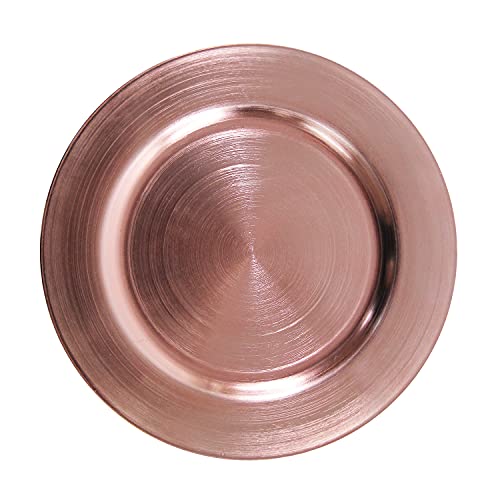 Metallic Rose Gold Charger Plates Rings - 12 pcs 13 Inch Plasic Round Wedding Party Decroation Charger Plates (Metallic Rose Gold, 12)