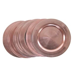 Metallic Rose Gold Charger Plates Rings - 12 pcs 13 Inch Plasic Round Wedding Party Decroation Charger Plates (Metallic Rose Gold, 12)