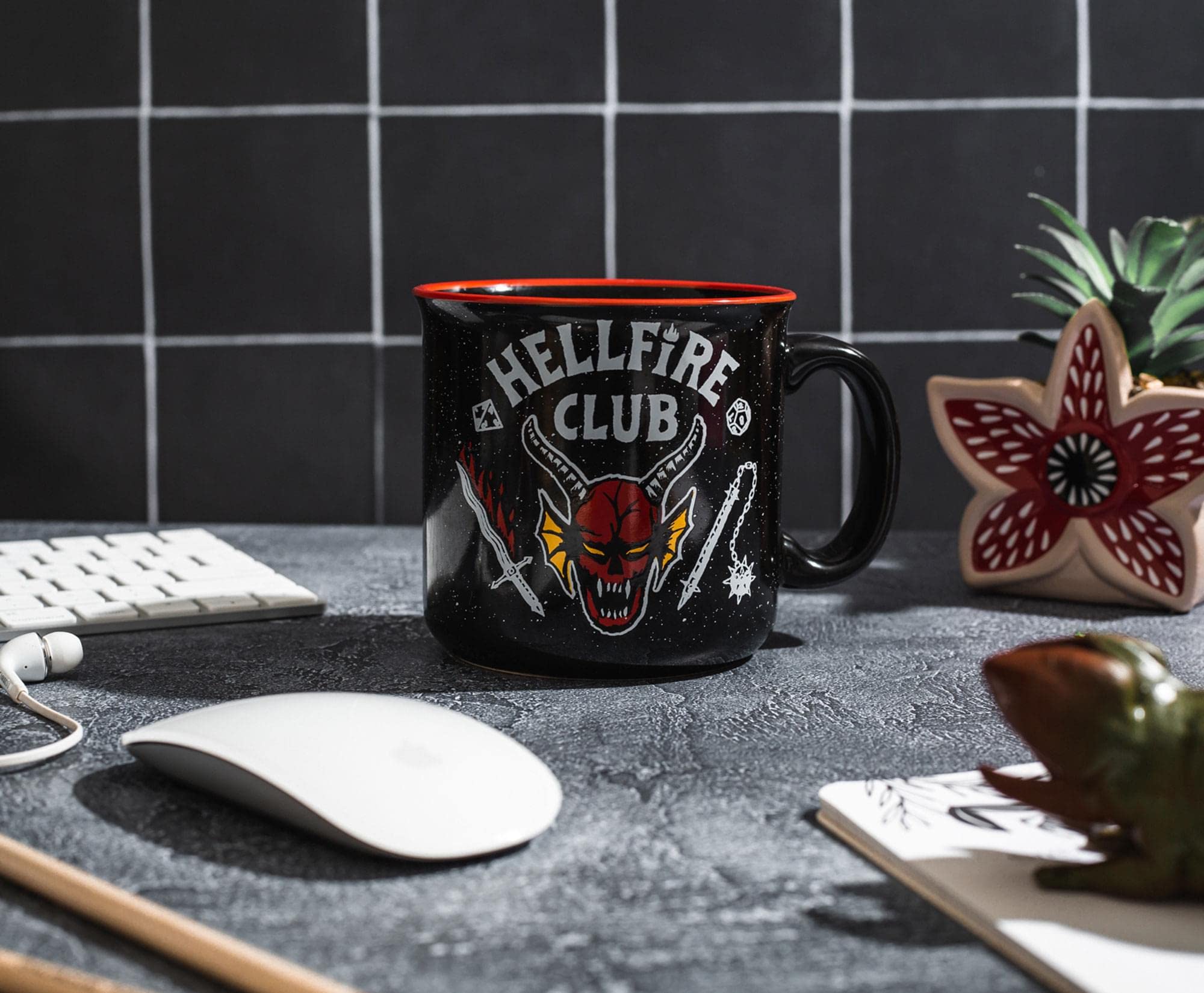 Silver Buffalo Stranger Things Hellfire Club Ceramic Camper Mug, 20 Ounces