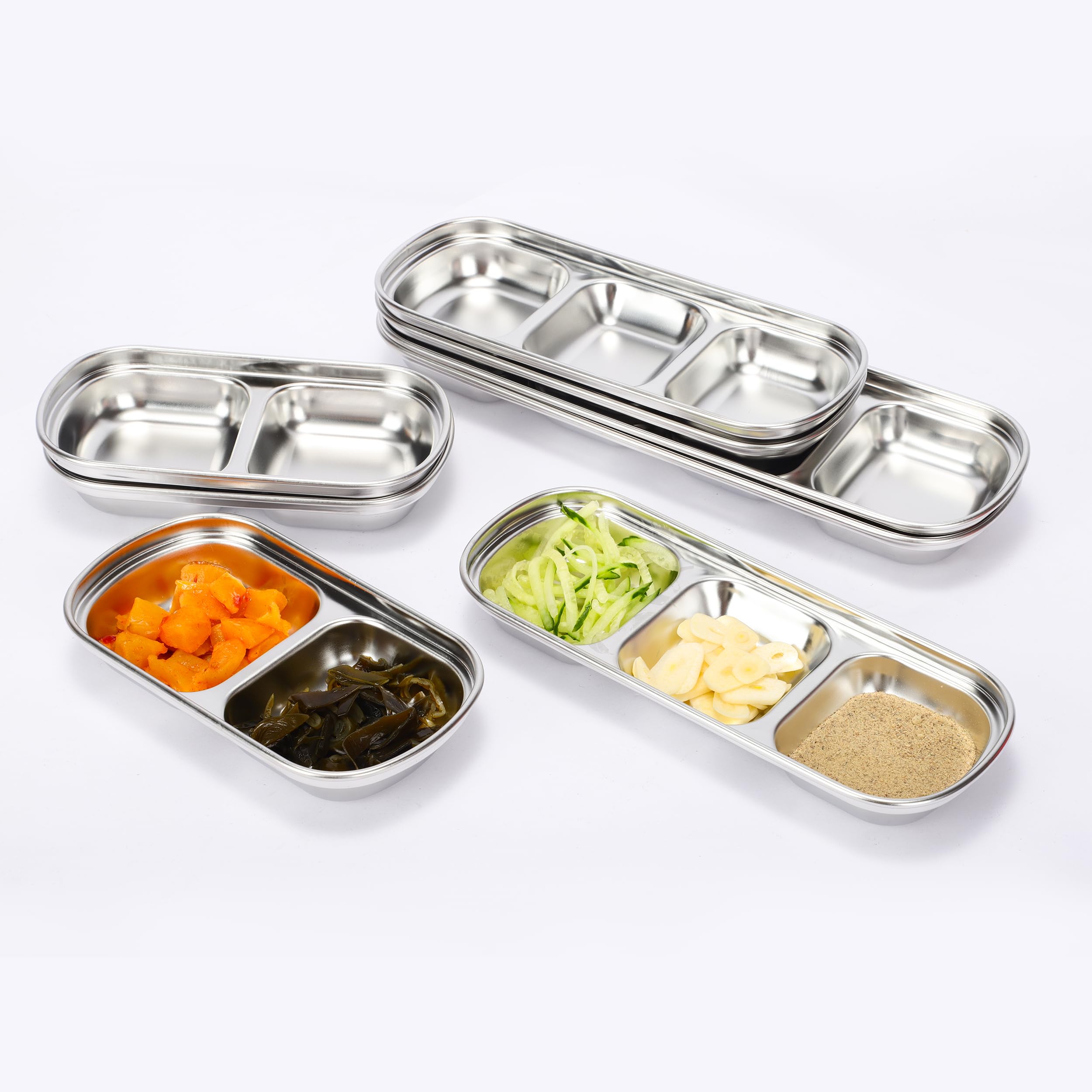 drizzle Sauce Dish Stainless Steel Soy Tomato Sauce Salt Vinegar Sugar Spices Flavor Condiment Dip Bowls Korean BBQ Home Kitchen Plates