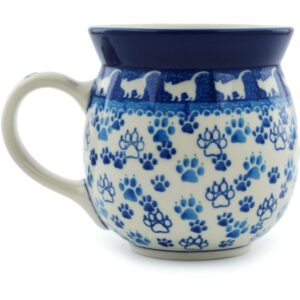 Polish Pottery Bubble Mug 16 oz made by Ceramika Artystyczna (Boo Boo Kitty Paws Theme)