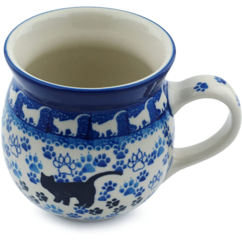 Polish Pottery Bubble Mug 16 oz made by Ceramika Artystyczna (Boo Boo Kitty Paws Theme)